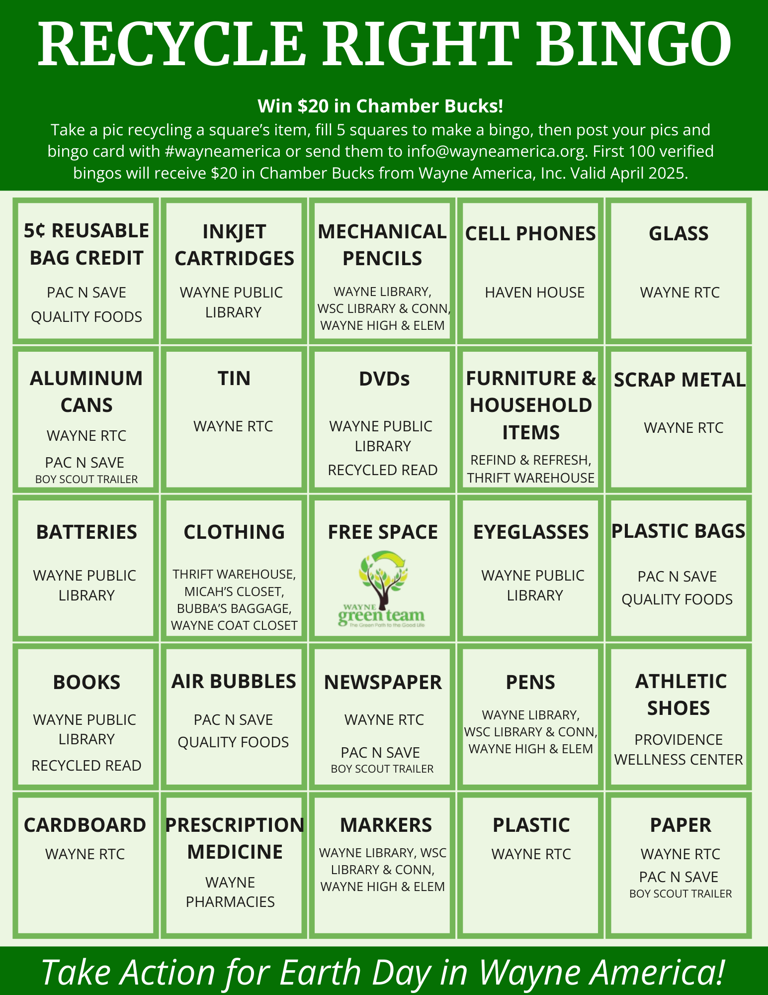 Recycle Right Bingo Continues, Denim Craft Night April 24 | WDN – Wayne ...