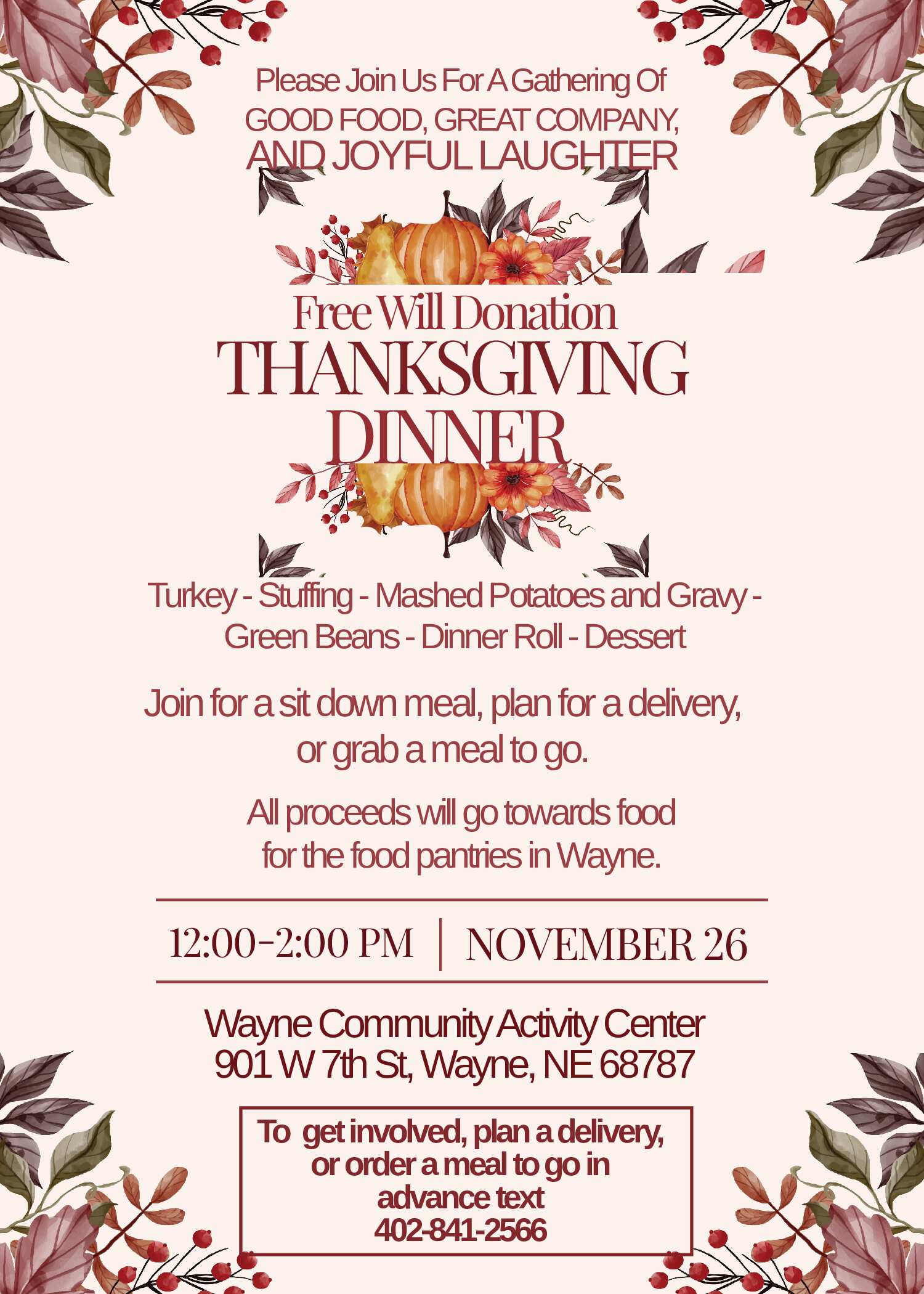 Local CAC Thanksgiving Dinner Gathering Tomorrow | WDN – Wayne Daily ...